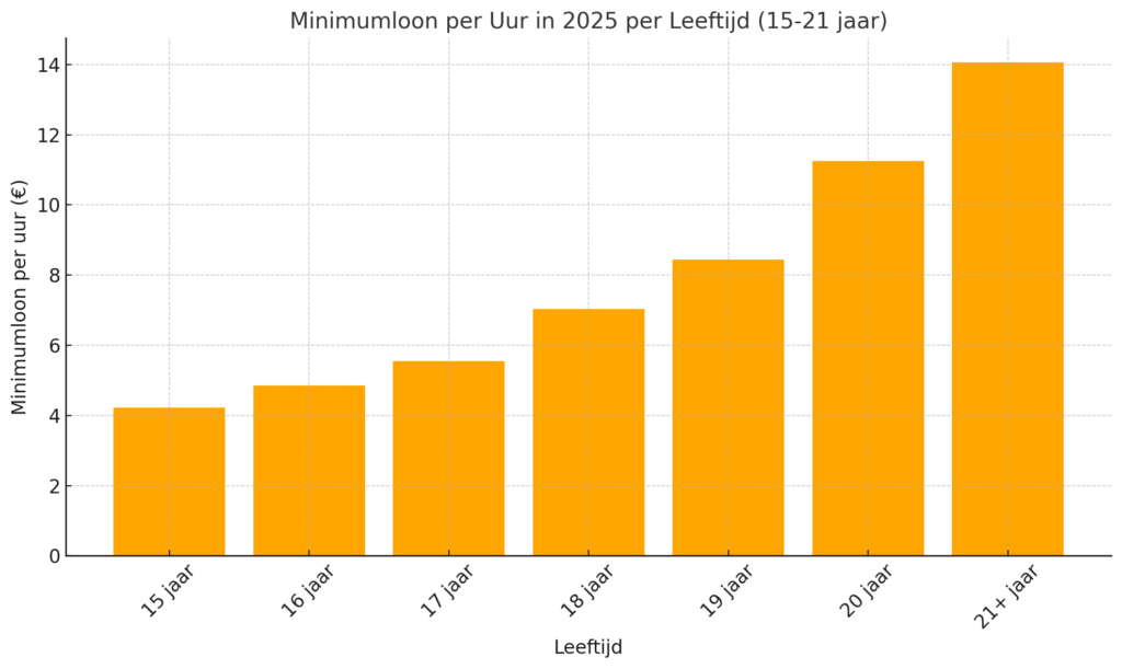 Minimumloon 2025 per uur, maand en leeftijd
